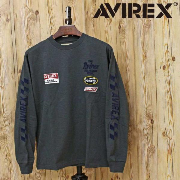 A.A.R.C-EMBROIDERY L/S T-SHIRT / エンブロイダリー ロングスリーブ ティーシャツ / AVIREX / アヴィレックスヴィンテージ感のある長袖Tシャツフロント、バック、両袖には、レースチーム風のグラフィックを...
