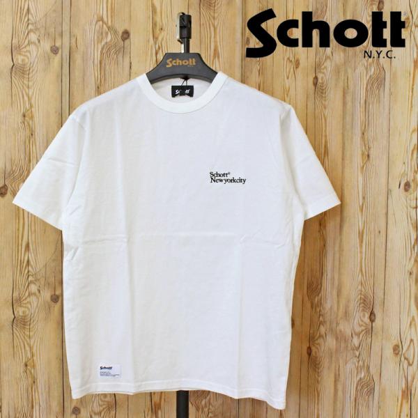 Schott NEW YORK CITY EMB. T-SHIRT/ショット ニューヨークシティ 刺繍 Tシャツ/Schott/ショット7ozのしっかりとした肉厚ボディを採用し、オープンエンド糸ならではのふっくらとしたボリューム感と、ドライ...