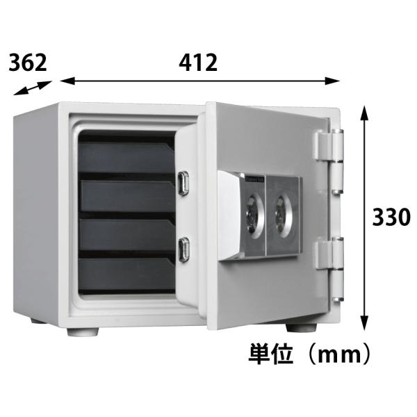 ・北海道・沖縄・離島・山口県(個人宅への配達)は別途送料がかかります。■品番  DW30-4■種類  耐火金庫■ロックタイプ  2キータイプ式■外寸  高さ330×幅412×奥行362(mm)■内寸  高さ230×幅335×奥行220(mm...