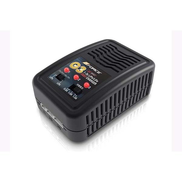 G-Force G3 Charger(LiPo、Life用充電器)製品の特長：・　シンプルな操作性を実現！・　家庭の１００V電源で使えるAC 専用充電器！・　LiPo/LiFe 両対応！ ・　充電電流を3 段階に切替え可能！（0.5A/1....