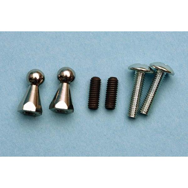 ボールリンク形式のコントロールホーン。ガタが少なく動作角度を大きく取れるのが特長です。 本体は真ちゅう削り出しに固い皮膜のクロームメッキ仕上げ。 先端のボール部は直径3/16インチの標準サイズです。・全長　11.5mm・舵面からホーン取付穴...