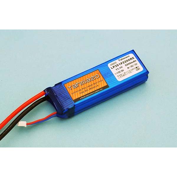タマゾーリチウムポリマーバッテリーです。定格電圧： 11.1V容量： 2200mAh放電能力： 30C定格放電電流： 66A瞬間最大放電能力： 60C/132A重量： 180g巾： 35mm長さ： 105mm厚み： 24mmリード線： AW...