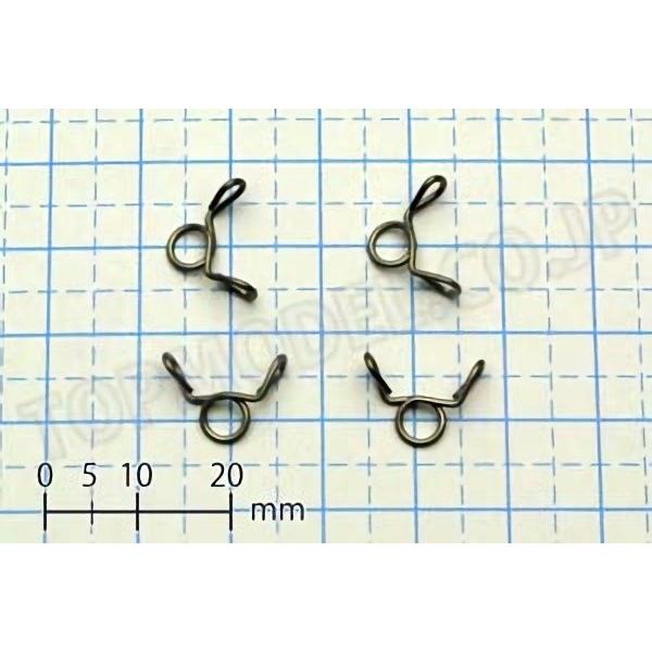 燃料チューブなどの固定用クリップ。Sサイズは外径3mmチューブに適合。ステンレス製。4個入り。