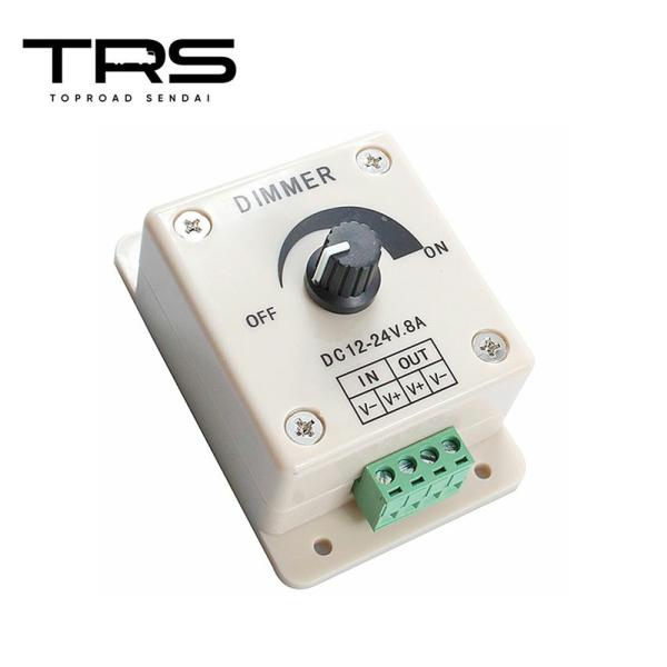 【商品名】TRS LED調光器 輝度調節器 12/24V共用 8A PWM調光 315181【商品説明】■ボリューム端子を回して0% - 100%に調光可能■PWM方式による調光■12/24V共用なので幅広い車両に取付可能■4箇所に3.5φ...