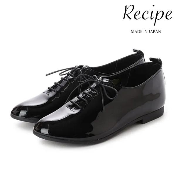 商品説明Recipe（レシピ）-RP-201Eシンプルなレースアップシューズ。リピーターさんも多いRecipeの定番アイテムです。5ｍｍ厚のふかふかクッション入りでお仕事用にもオススメです。●柔らかくストレスフリーな履き心地●肌寒い時期はソ...