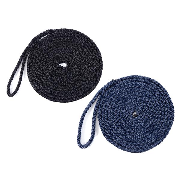 メーカーとで共同で開発を行った商品で開発のコンセプトは「柔らかくしなやかで強いカラーロープ」です。とても使いやすいもやいロープで、ブラック＆ネイビーカラーの2カラーのアイ付規格ロープとなります。コンセプト通りに柔らかさとしなやかさがあり、3...