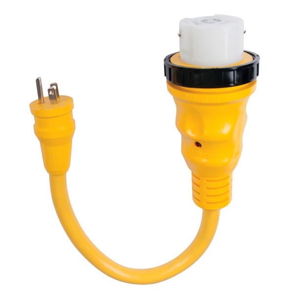 上架艇の陸電供給に便利なアダプターで、ピグテールアダプタを使用して異なる電源構成の機器に接続できます。■15A125V(オス)を50A125/250V(メス)に変換する時に使用します。※船内で使用できる電圧はAC100Vとなります。AC12...