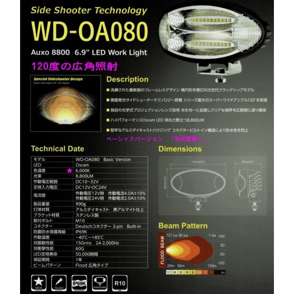 OLEDONE ALL-Weather LED Work Light WD-OA080 Basic Version世界中で話題のOLEDONE の後付け作業灯です。全天候型 LED作業灯ベーシックバージョンタイプ「切替無し」 になります。除...