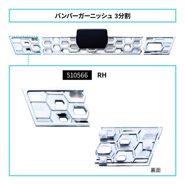 【商品コード：510566】JET INOUE/ジェットイノウエ製品になります。在庫/納期につきましてはお気軽にお問い合わせ下さい。’20キャンター標準車用メッキバンパーガーニッシュ。ミリ波レーダー部分は樹脂素材のままガーニッシュをメッキ化...
