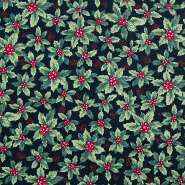 生地 布 クリスマス ヒイラギ 柊 クリスマスホーリー Christmas コットンシーチング 綿100％ 約108cm幅 ゆうパケット2 ...