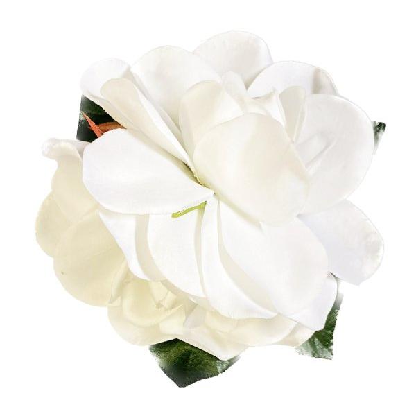 【フラダンス】【髪飾り】【ヘアクリップ】ガーデニアLクリップ　ホワイトサイズ：幅約14cm（お花部分幅 約12cm） 高さ約6cm*左右の長さはあくまで目安です。個体差があります。*入荷時期、製造ロットにより色味、質感等が異なる場合がござい...