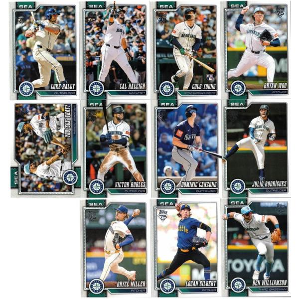 コンプ内容62 Bryan Woo, Seattle Mariners129 Cole Young, Seattle Mariners RC140 Cal Raleigh, Seattle Mariners142 Luke Raley, S...
