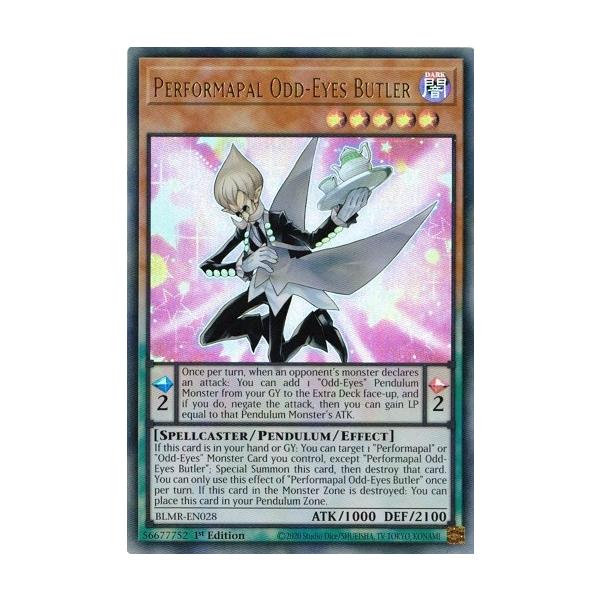 カード名:ＥＭオッドアイズ・バトラー/Performapal Odd-Eyes Butler収録:Battles of Legend：Monstrous Revenge品番:BLMR-EN028レアリティ:ウルトラレアペンデュラム・効果モン...