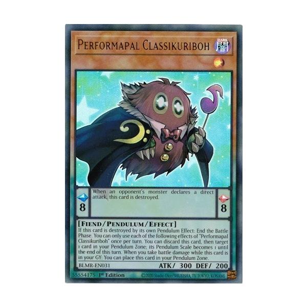 カード名:ＥＭクラシックリボー/Performapal Classikuriboh収録:Battles of Legend：Monstrous Revenge品番:BLMR-EN031レアリティ:ウルトラレアペンデュラム・効果モンスター星１...
