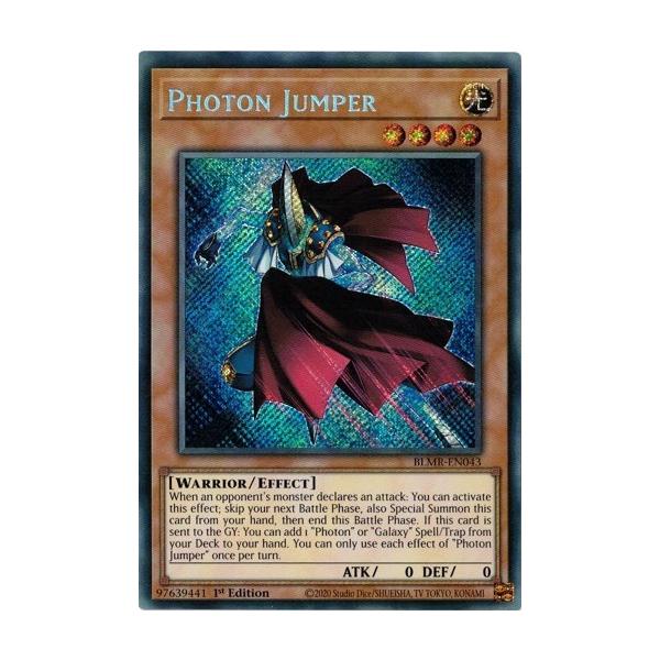 カード名:フォトン・ジャンパー/Photon Jumper収録:Battles of Legend：Monstrous Revenge品番:BLMR-EN043レアリティ:シークレットレア効果モンスター星４/光属性/戦士族/攻   0/守 ...