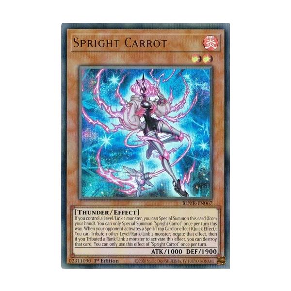 カード名:スプライト・キャロット/Spright Carrot収録:Battles of Legend：Monstrous Revenge品番:BLMR-EN067レアリティ:ウルトラレア効果モンスター星２/炎属性/雷族/攻1000/守19...