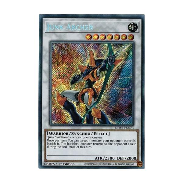 カード名:ジャンク・アーチャー/Junk Archer収録:Battles of Legend：Monstrous Revenge品番:BLMR-EN073レアリティ:シークレットレアシンクロ・効果モンスター星７/地属性/戦士族/攻2300...