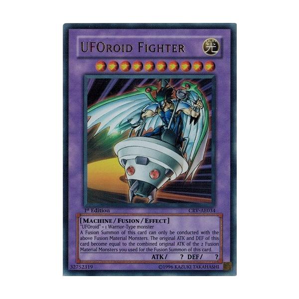 カード名:ユーフォロイド・ファイター/UFOroid Fighter収録:Cybernetic Revolution【アジア版】品番:CRV-AE034レアリティ:ウルトラレア【1st】融合・効果モンスター星１０/光属性/機械族/攻   ?...