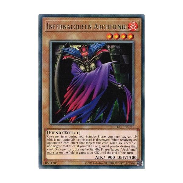 カード名:インフェルノクインデーモン/Infernalqueen Archfiend収録:Dark Crisis 25th reprinted edition品番:DCR-EN071レアリティ:ウルトラレア効果モンスター星４/炎属性/悪魔族...
