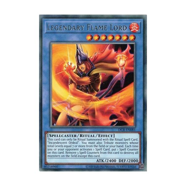 カード名:伝説の爆炎使い/Legendary Flame Lord収録:Dark Crisis 25th reprinted edition品番:DCR-EN081レアリティ:レア儀式・効果モンスター星７/炎属性/魔法使い族/攻2400/守...