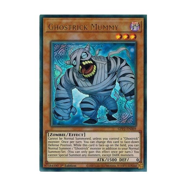 カード名:ゴーストリック・マミー/Ghostrick Mummy収録:Ghosts From the Past：The 2nd Haunting品番:GFP2-EN069レアリティ:ウルトラレア効果モンスター星３/闇属性/アンデット族/攻1...