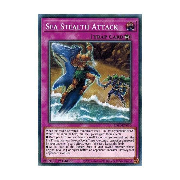 カード名:潜海奇襲/Sea Stealth Attack収録:Legendary Duelists：Season 1【EU版】品番:LDS1-EN030レアリティ:ノーマル【1st】永続罠(1)：このカードの発動時の効果処理として、自分の手...