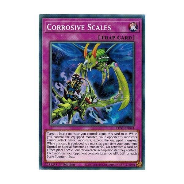 カード名:蝕みの鱗粉/Corrosive Scales収録:Legendary Duelists：Season 1【EU版】品番:LDS1-EN074レアリティ:ノーマル【1st】通常罠(1)：自分フィールドの昆虫族モンスター１体を対象とし...