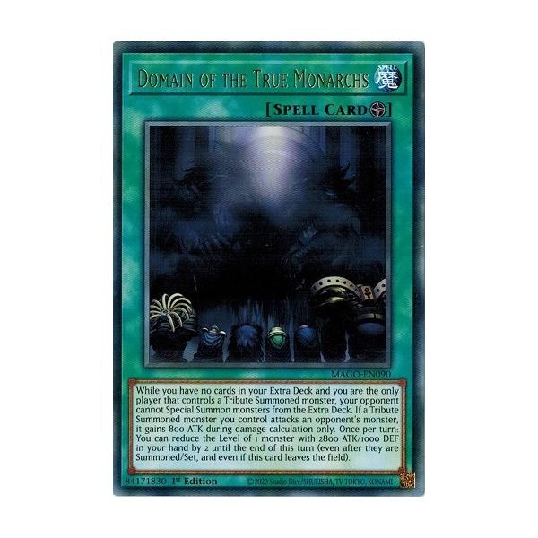 カード名:真帝王領域/Domain of the True Monarchs収録:Maximum Gold品番:MAGO-EN090レアリティ:ゴールドレターレアフィールド魔法(1)：自分のエクストラデッキにカードが存在せず、自分フィールド...