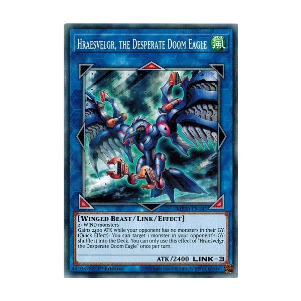 カード名:Hraesvelgr, the Desperate Doom Eagle収録:2020 Tin of Lost Memories【EU版】品番:MP20-EN141レアリティ:ノーマル日本語訳リンク・効果モンスターリンク３/風属性...