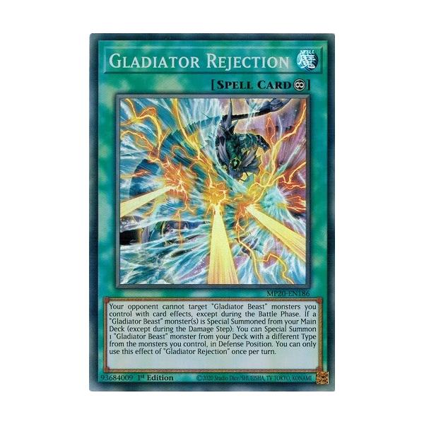 カード名:剣闘排斥波/Gladiator Rejection収録:2020 Tin of Lost Memories【EU版】品番:MP20-EN186レアリティ:スーパーレア永続魔法このカード名の(2)の効果は１ターンに１度しか使用できな...