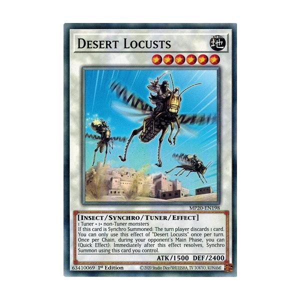 カード名:Desert Locusts収録:2020 Tin of Lost Memories【EU版】品番:MP20-EN198レアリティ:ノーマルシンクロ・チューナー・効果モンスター星６/地属性/昆虫族/攻1500/守2400チューナー...