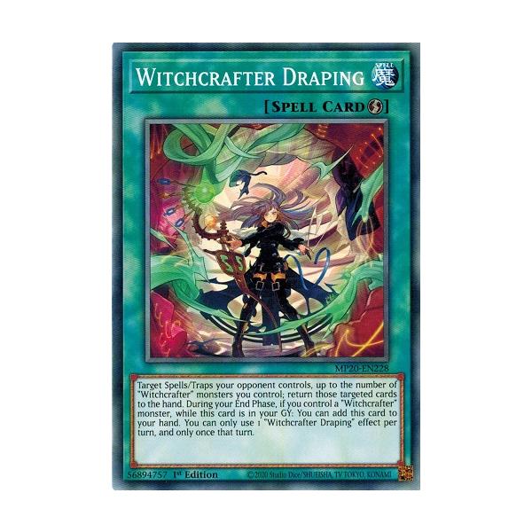 カード名:ウィッチクラフト・ドレーピング/Witchcrafter Draping収録:2020 Tin of Lost Memories【EU版】品番:MP20-EN228レアリティ:ノーマル速攻魔法このカード名の(1)(2)の効果は１タ...