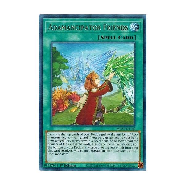 カード名:魔救の奇縁/Adamancipator Friends収録:2021 Tin of Ancient Battles品番:MP21-EN142レアリティ:レア通常魔法(1)：自分フィールドの岩石族モンスターの数＋５枚を自分のデッキの...