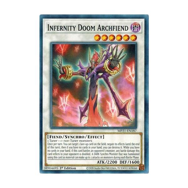 カード名:インフェルニティ・ヘル・デーモン/Infernity Doom Archfiend収録:2021 Tin of Ancient Battles品番:MP21-EN187レアリティ:ノーマルシンクロ・効果モンスター星６/闇属性/悪魔...