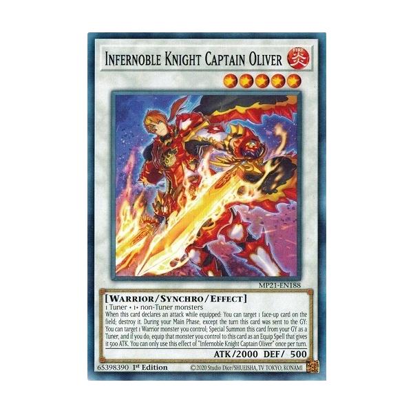 カード名:焔聖騎士将−オリヴィエ/Infernoble Knight Captain Oliver収録:2021 Tin of Ancient Battles品番:MP21-EN188レアリティ:ノーマルシンクロ・効果モンスター星５/炎属性...