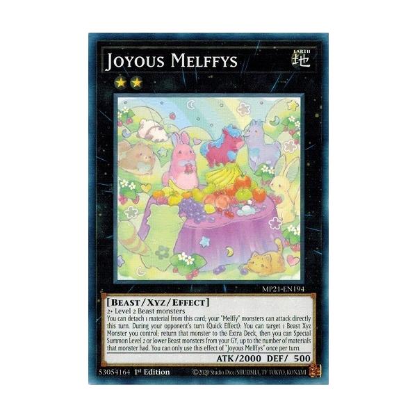 カード名:わくわくメルフィーズ/Joyous Melffys収録:2021 Tin of Ancient Battles品番:MP21-EN194レアリティ:ノーマルエクシーズ・効果モンスターランク２/地属性/獣族/攻2000/守 500獣...