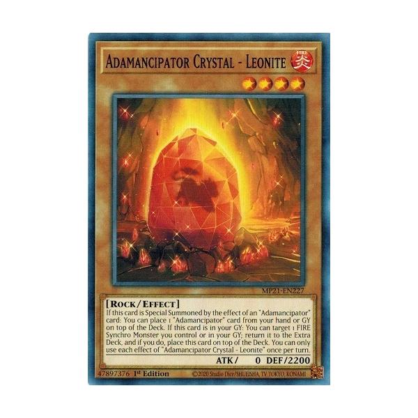 カード名:魔救の奇石−レオナイト/Adamancipator Crystal - Leonite収録:2021 Tin of Ancient Battles品番:MP21-EN227レアリティ:ノーマル効果モンスター星４/炎属性/岩石族/攻...