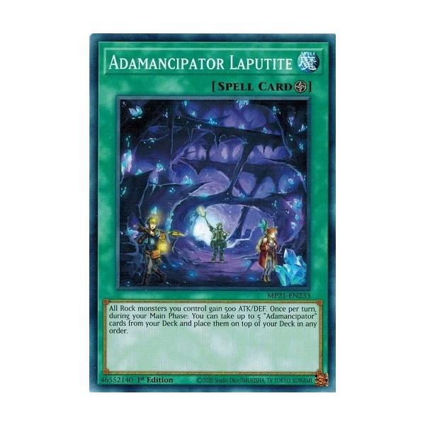 カード名:アダマシア・ラピュタイト/Adamancipator Laputite収録:2021 Tin of Ancient Battles品番:MP21-EN233レアリティ:ノーマルフィールド魔法(1)：自分フィールドの岩石族モンスター...