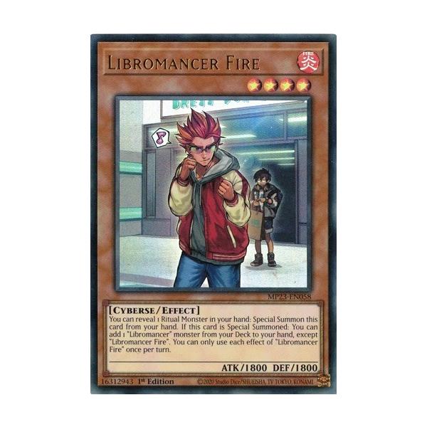 カード名:リブロマンサー・ファイア/Libromancer Fire収録:25th Anniversary Tin：Dueling Heroes Mega Pack品番:MP23-EN058レアリティ:ウルトラレア効果モンスター星４/炎属性...