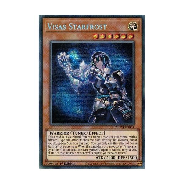 カード名:ヴィサス＝スタフロスト/Visas Starfrost収録:25th Anniversary Tin：Dueling Heroes Mega Pack品番:MP23-EN064レアリティ:プリズマティックシークレットレアチューナー...