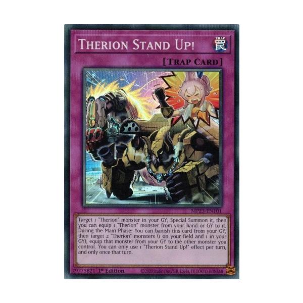 カード名:セリオンズ・スタンダップ/Therion Stand Up!収録:25th Anniversary Tin：Dueling Heroes Mega Pack品番:MP23-EN101レアリティ:スーパーレア通常罠このカード名の(1...