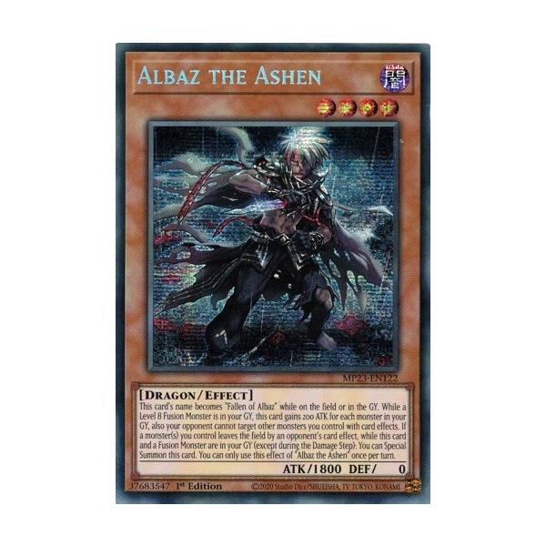 カード名:灰燼のアルバス/Albaz the Ashen収録:25th Anniversary Tin：Dueling Heroes Mega Pack品番:MP23-EN122レアリティ:プリズマティックシークレットレア効果モンスター星４...