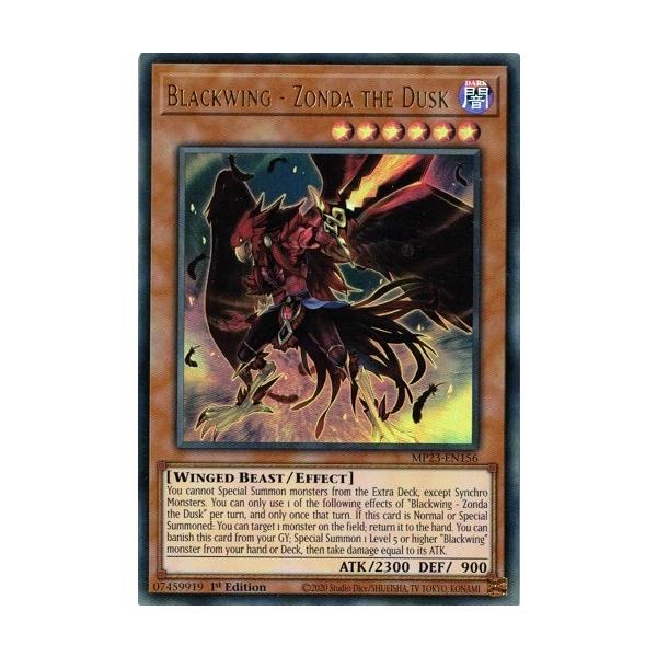 カード名:ＢＦ−刻夜のゾンダ/Blackwing - Zonda the Dusk収録:25th Anniversary Tin：Dueling Heroes Mega Pack品番:MP23-EN156レアリティ:ウルトラレア効果モンスタ...