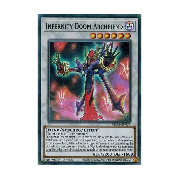 カード名:インフェルニティ・ヘル・デーモン/Infernity Doom Archfiend収録:ファントム・レイジ品番:PHRA-EN037レアリティ:スーパーレアシンクロ・効果モンスター星６/闇属性/悪魔族/攻2200/守1600チュー...