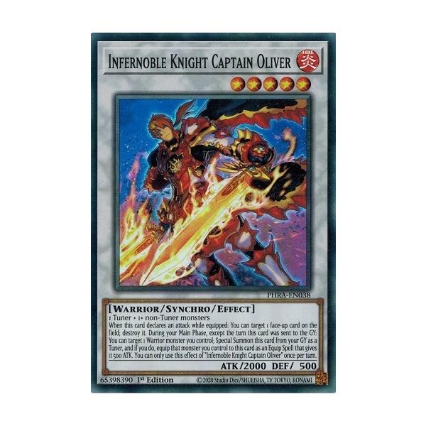 カード名:焔聖騎士将−オリヴィエ/Infernoble Knight Captain Oliver収録:ファントム・レイジ品番:PHRA-EN038レアリティ:レアシンクロ・効果モンスター星５/炎属性/戦士族/攻2000/守 500チューナ...