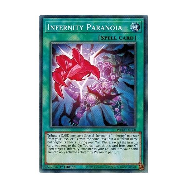 カード名:インフェルニティ・パラノイア/Infernity Paranoia収録:ファントム・レイジ品番:PHRA-EN060レアリティ:ノーマル通常魔法このカード名のカードは１ターンに１枚しか発動できない。(1)：自分フィールドの闇属性モ...