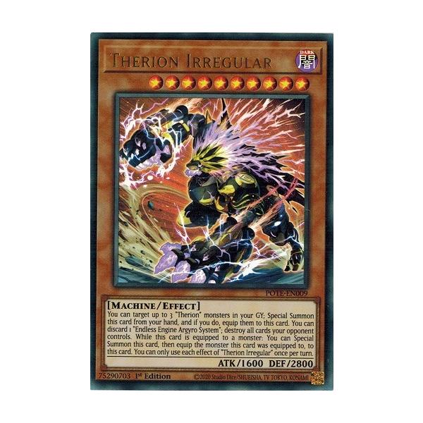 カード名:セリオンズ・イレギュラー/Therion Irregular収録:POWER OF THE ELEMENTS品番:POTE-EN009レアリティ:ウルトラレア効果モンスター星１０/闇属性/機械族/攻1600/守2800このカード名...