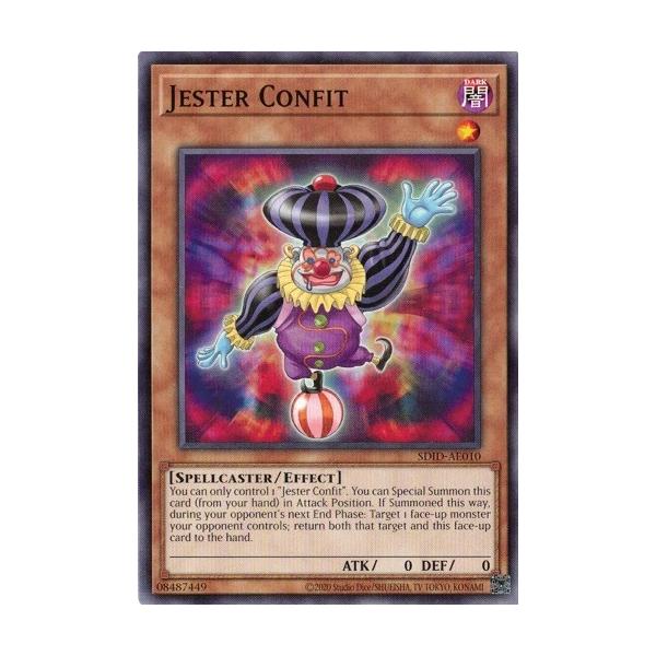 カード名:Jester Confit/ジェスター・コンフィ収録:Structure Deck: Illusion of the Dark Magicians品番:SDID-AE010レアリティ:ノーマル効果モンスター星１/闇属性/魔法使い族...