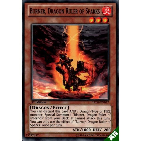■遊戯王(英語)■炎征竜−バーナー■Burner, Dragon Ruler of Sparks■LTGY-EN097/英語版/■53797637■ノーマル■効果モンスター■レベル３/炎属性/ドラゴン族/攻1000/守200[ア行]エンセイ...