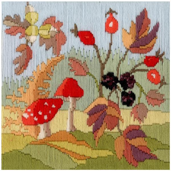 この商品はクロスステッチではなく、デザインが印刷された布にロングステッチを中心として刺すキットとなります。・刺繍面サイズ：20×20cm・キット内容：刺繍布(ツヴァイガルト社製キャンバス布、印刷済み)、タペストリーウール糸(アンカー製)、針...